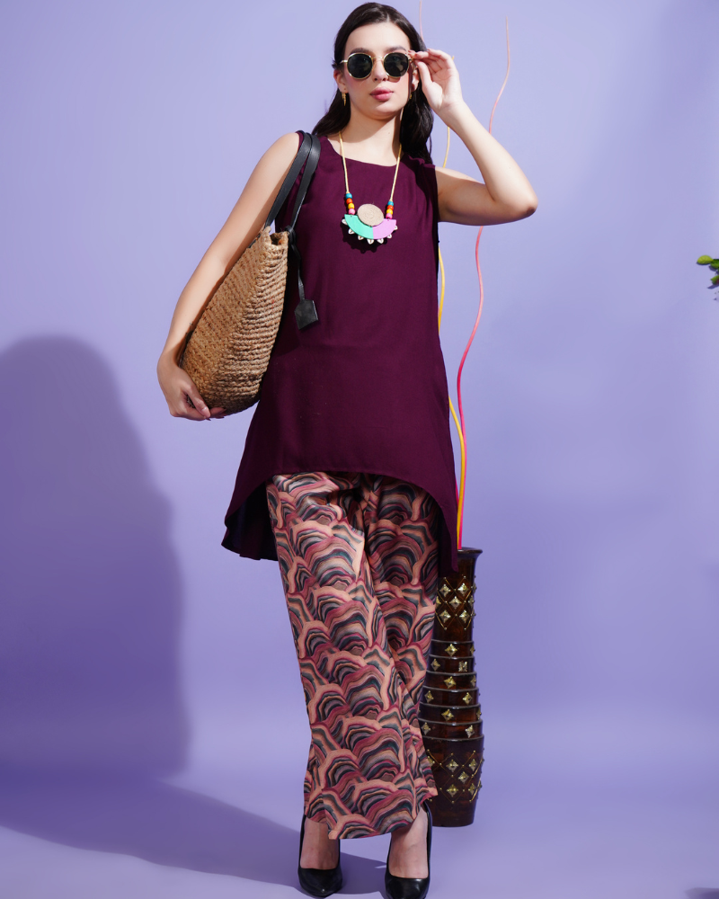 Boho berry asymmetrical co-ord set – Boholyfe