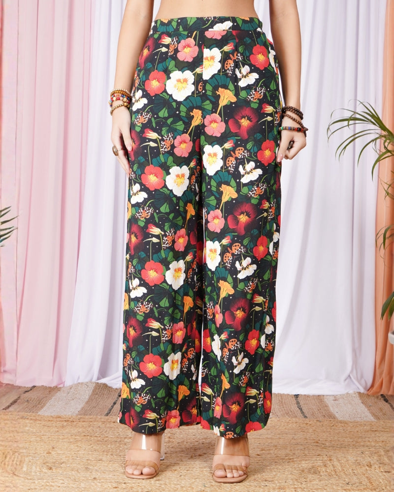 Maribela night-garden wide-leg trouser – Boholyfe